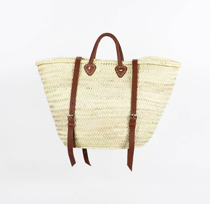 French Market Backpack with Leather Straps - Straw Tote Bag – Scissortail